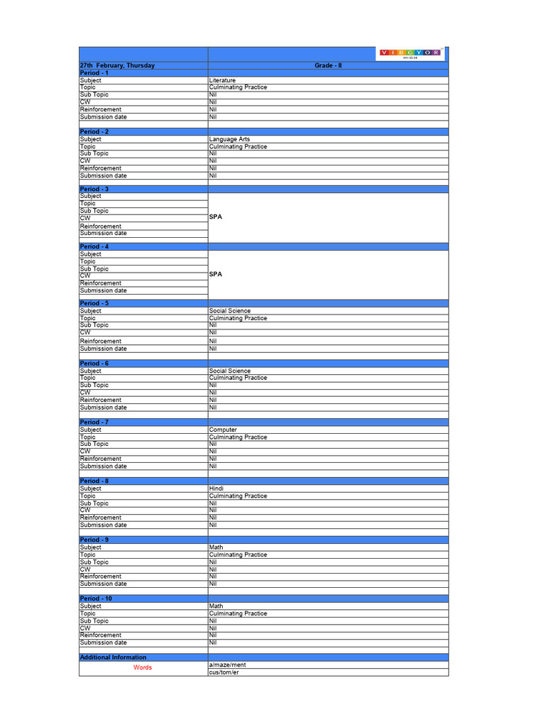 Grade 2 27february Thursday 1 Pdf Pdf
