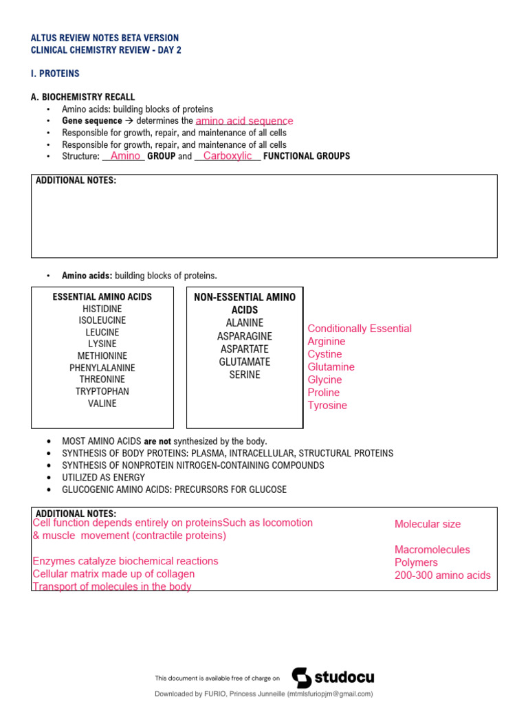Altus Review Day 2 Lecture and Laboratory | PDF | Biosynthesis | Amino Acid