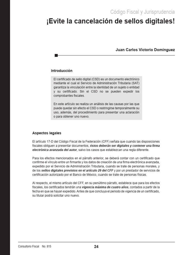 CF-815-¡Evite La Cancelación de Sellos Digitales! | PDF