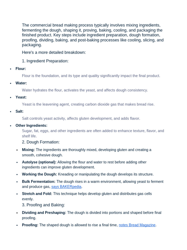 The Commercial Bread Making Process Typically Involves | PDF