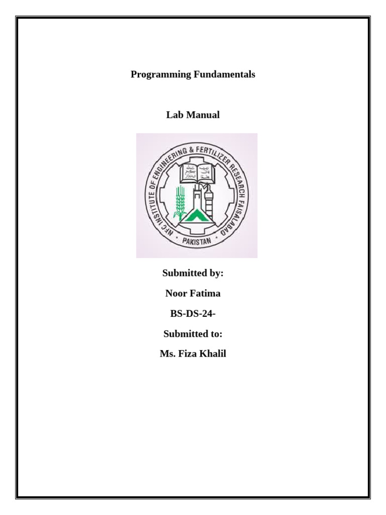 Programming Fundamentals Lab Manual | PDF | Computer Programming ...