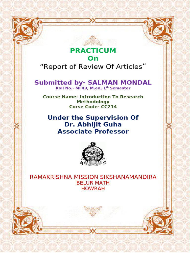 Sample of PRACTICUM FRONT PAGE | PDF