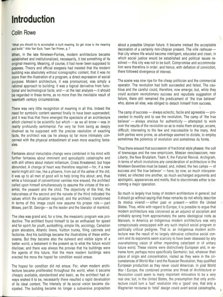 8 Colin Rowe Five Architects Intro | PDF | Theory | Thought