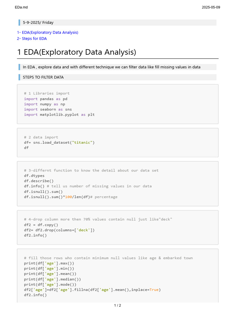 1 EDA (Exploratory Data Analysis) : 5-9-2025/ Friday | PDF