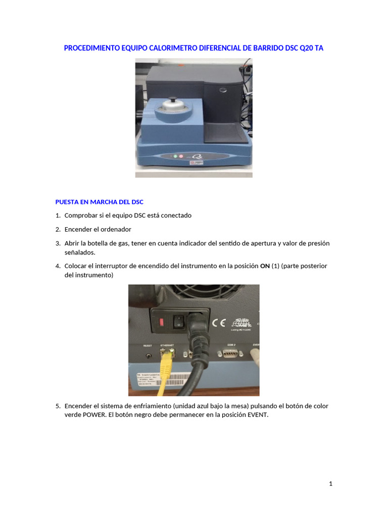 Procedimiento Manejo DSC Q20 Ta | PDF | Calorimetría diferencial de barrido | Ventana (informática)