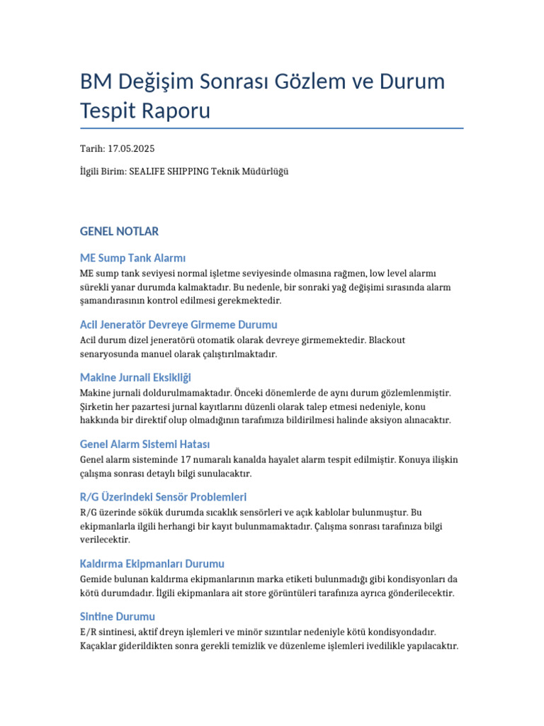 Genel Notlar Revize Rapor | PDF