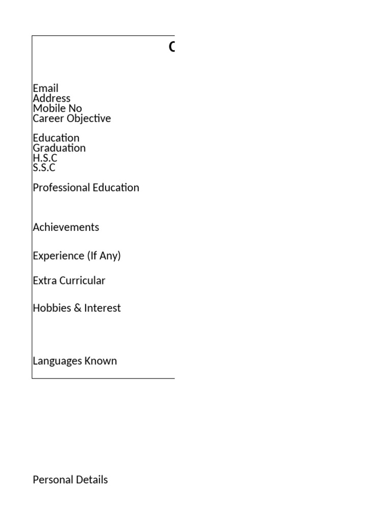 Comprehensive Curriculum Vitae Template | PDF
