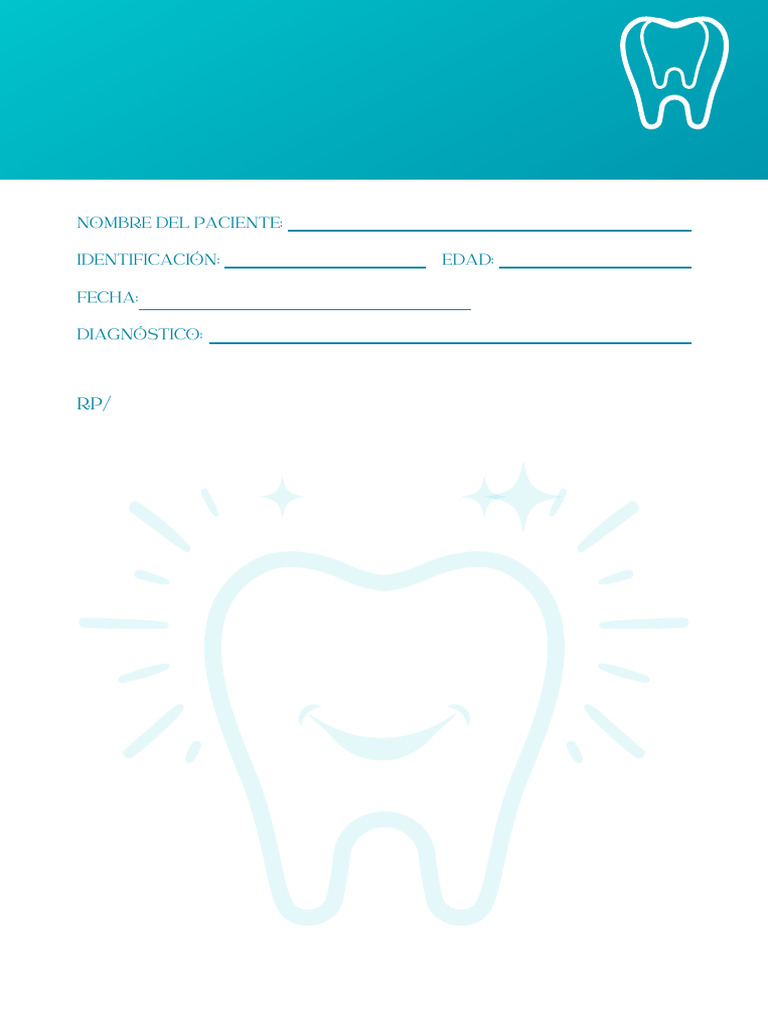 Documento A5 Recetario para Dentista Minimalista Profesional Azul Blanco | PDF