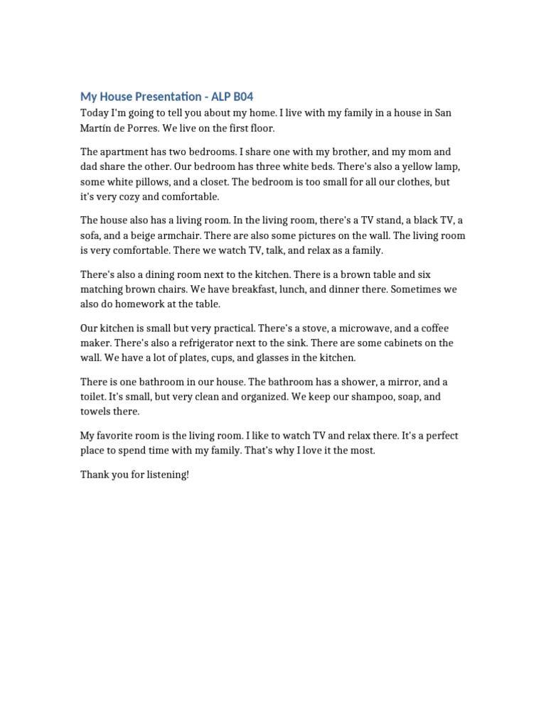 ALP B04 My House Presentation | PDF