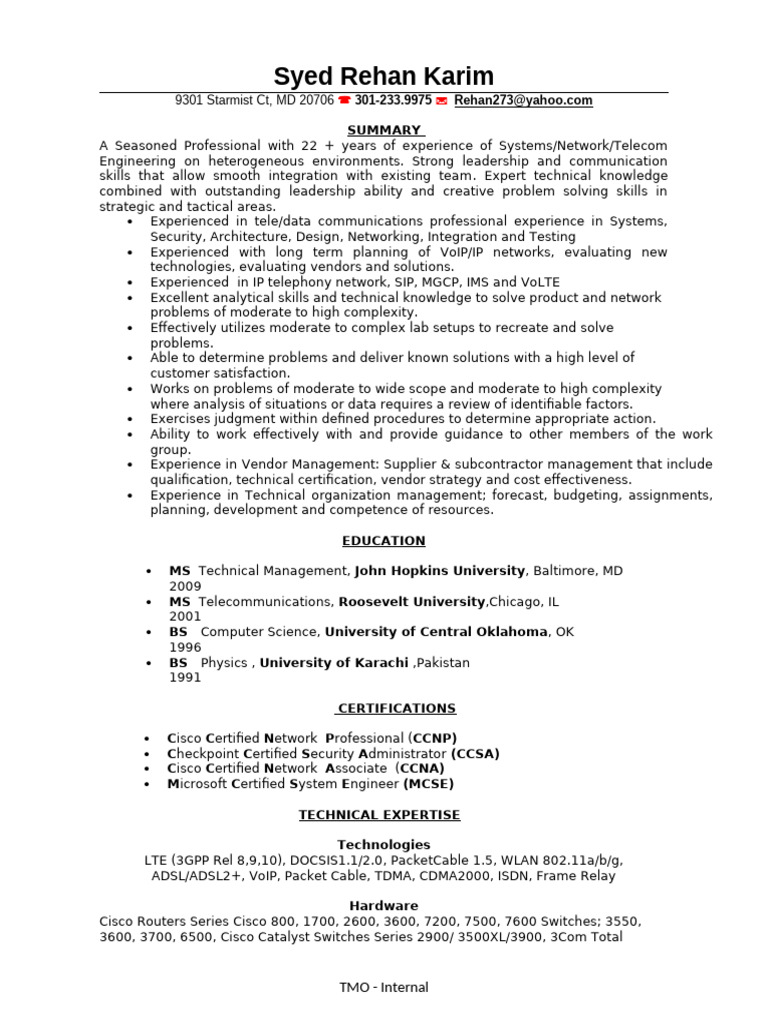 Syed Karim Resume Updated 2022 | PDF | I Pv6 | Computer Network
