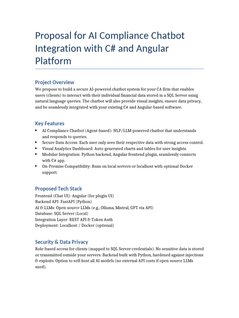 AI Chatbot Proposal Aryan Swaroop | PDF | Microsoft Sql Server ...
