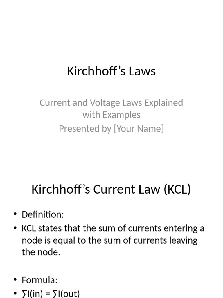 Kirchhoff's Laws: KCL & KVL Explained | PDF