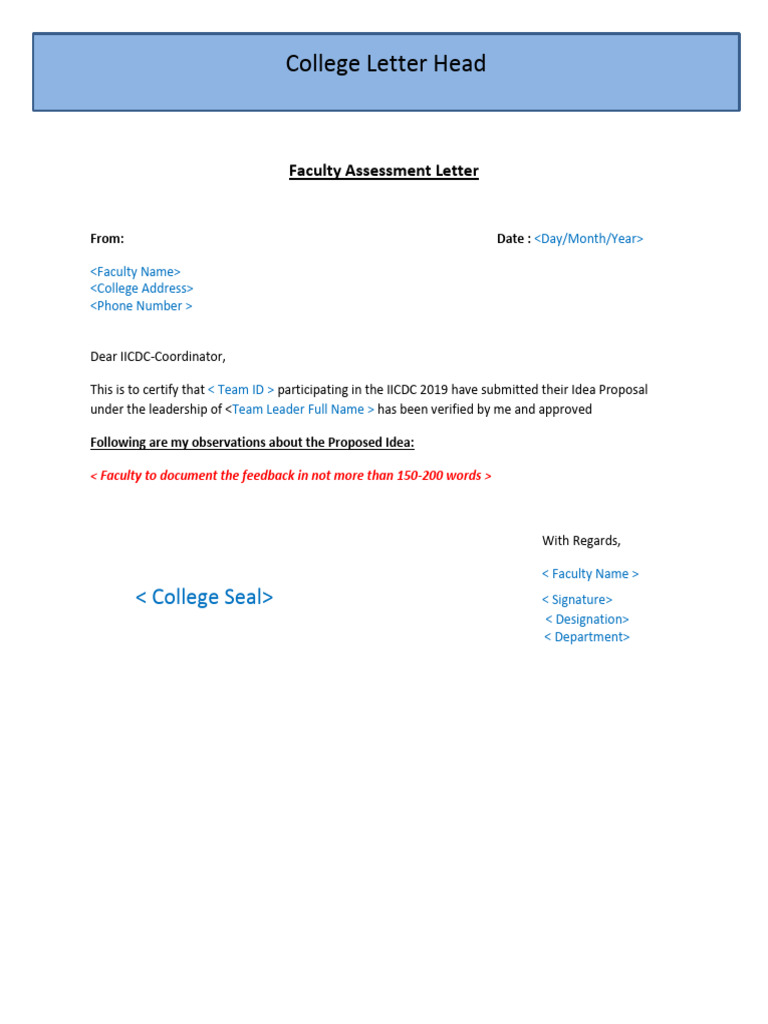 IICDC 2019 - Faculty Assessment Form | PDF