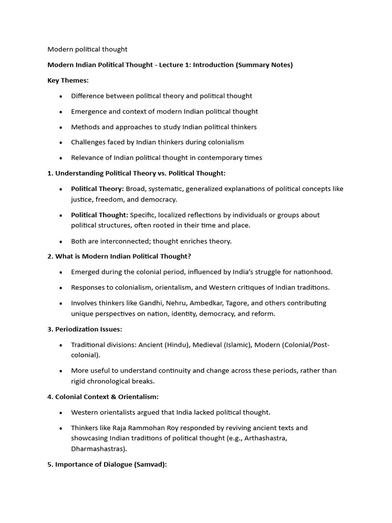 Modern Indian Political Thought Overview | PDF | Swami Vivekananda | Vedas