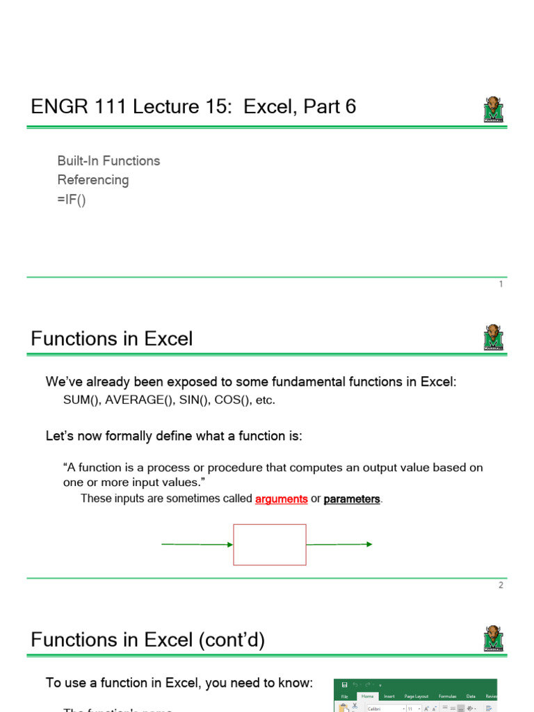 ENGR 111 Lecture 15 - Excel 6 | PDF | Function (Mathematics) | Trigonometric Functions