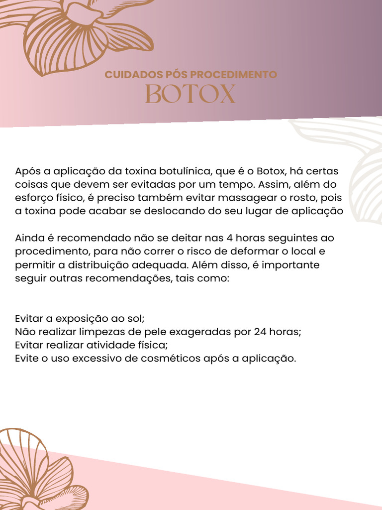 Cuidados Com Botox Pós Procedimento PDF | PDF