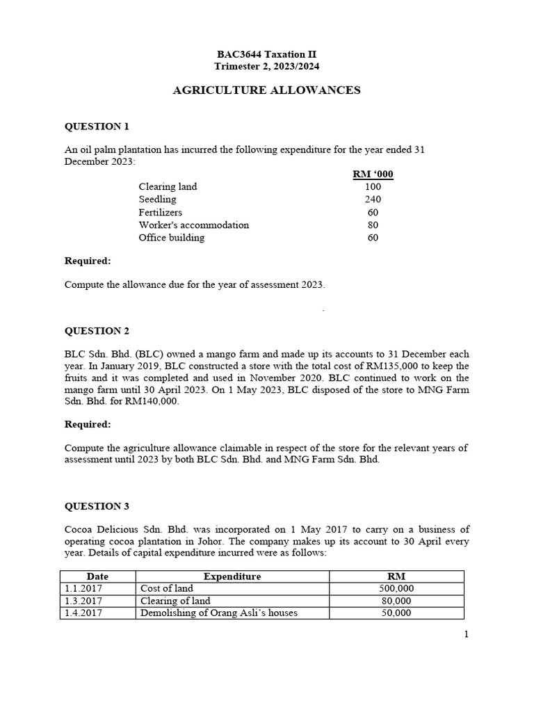 Tutorial Agriculture Forest Allowances | PDF | Government Finances | Taxes