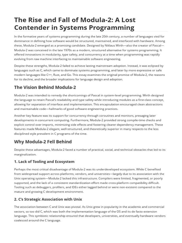 The Rise and Fall of Modula-2 | PDF | Modular Programming | Computer Programming
