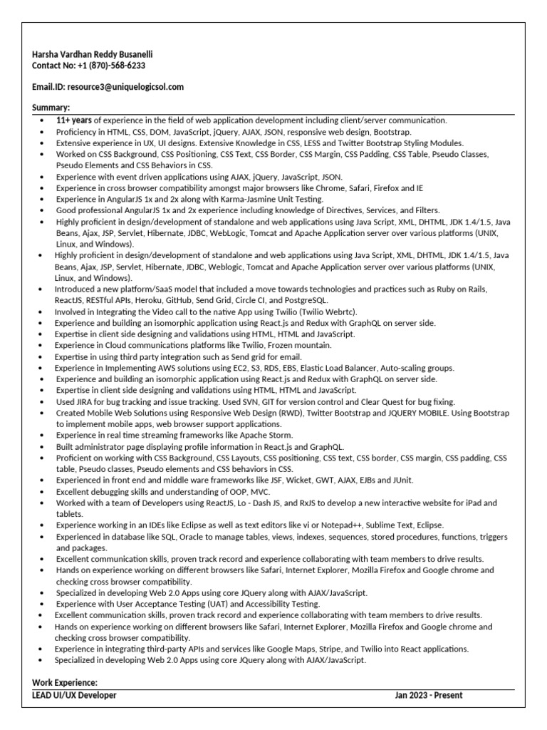 Harsha Vardhan Reddy Resume | PDF | Angular Js | J Query