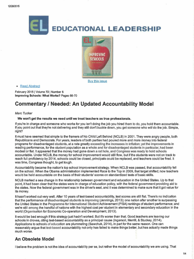 Rethinking Teacher Accountability Models | PDF | Teachers | No Child ...