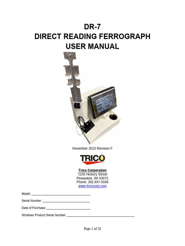 DR-7 Ferrograph User Manual | PDF | Calibration