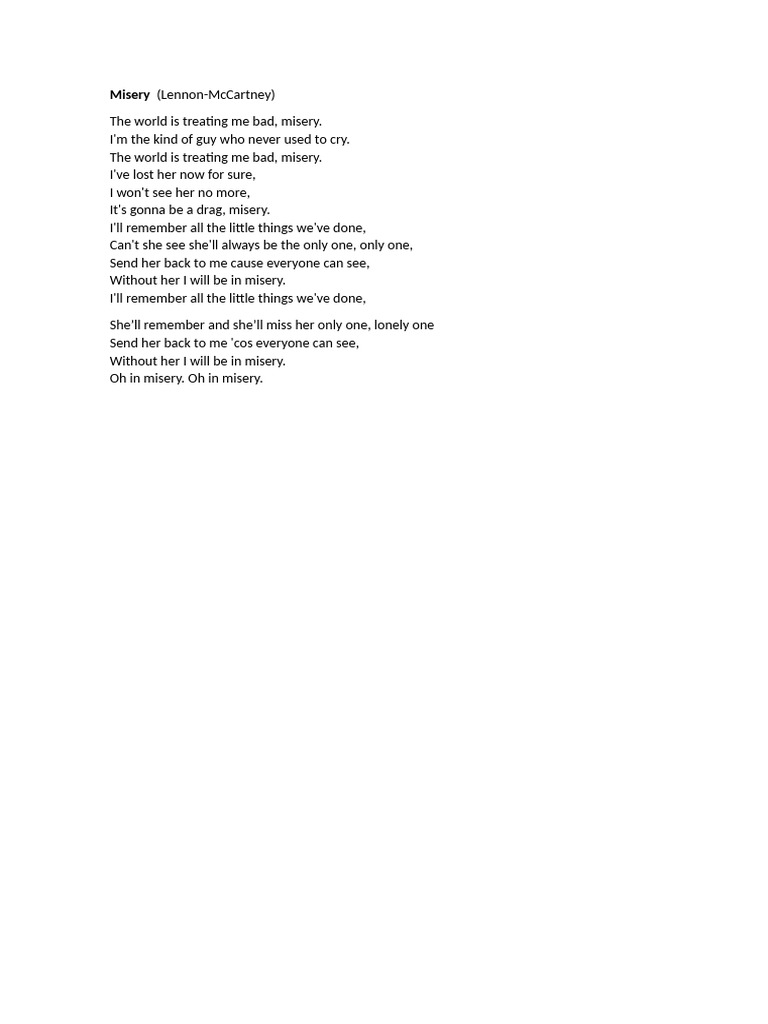 Misery - Lyrics | PDF