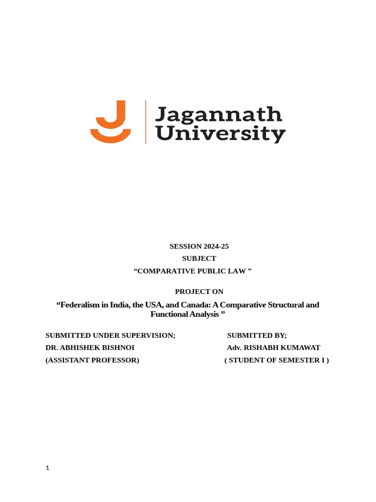 Comparitive Pulic Law - Rishabh Kumawat | PDF | Canada | Federalism