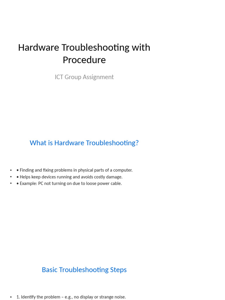 Styled Hardware Troubleshooting Presentation | PDF