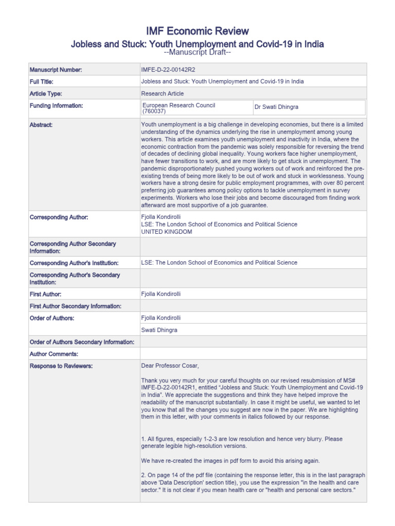 Jobless and Stuck. Youth Unemployment and COVID 19 in India | PDF ...