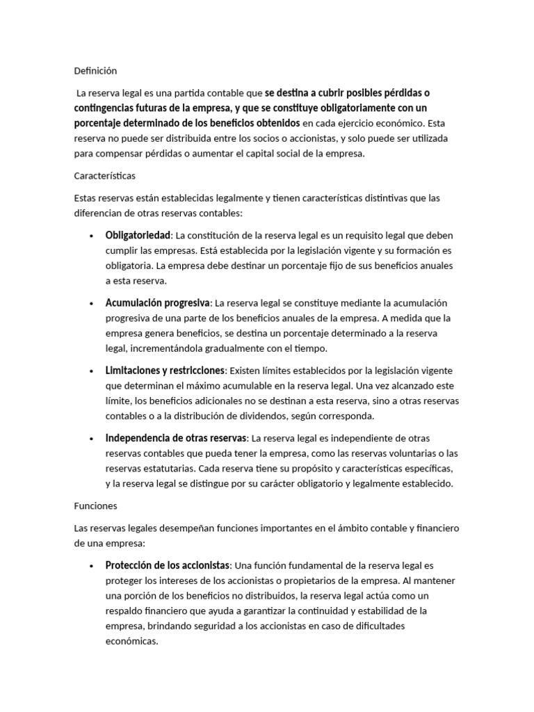 Definición y Cálculo de Reserva Legal | PDF | Contabilidad | Dividendo