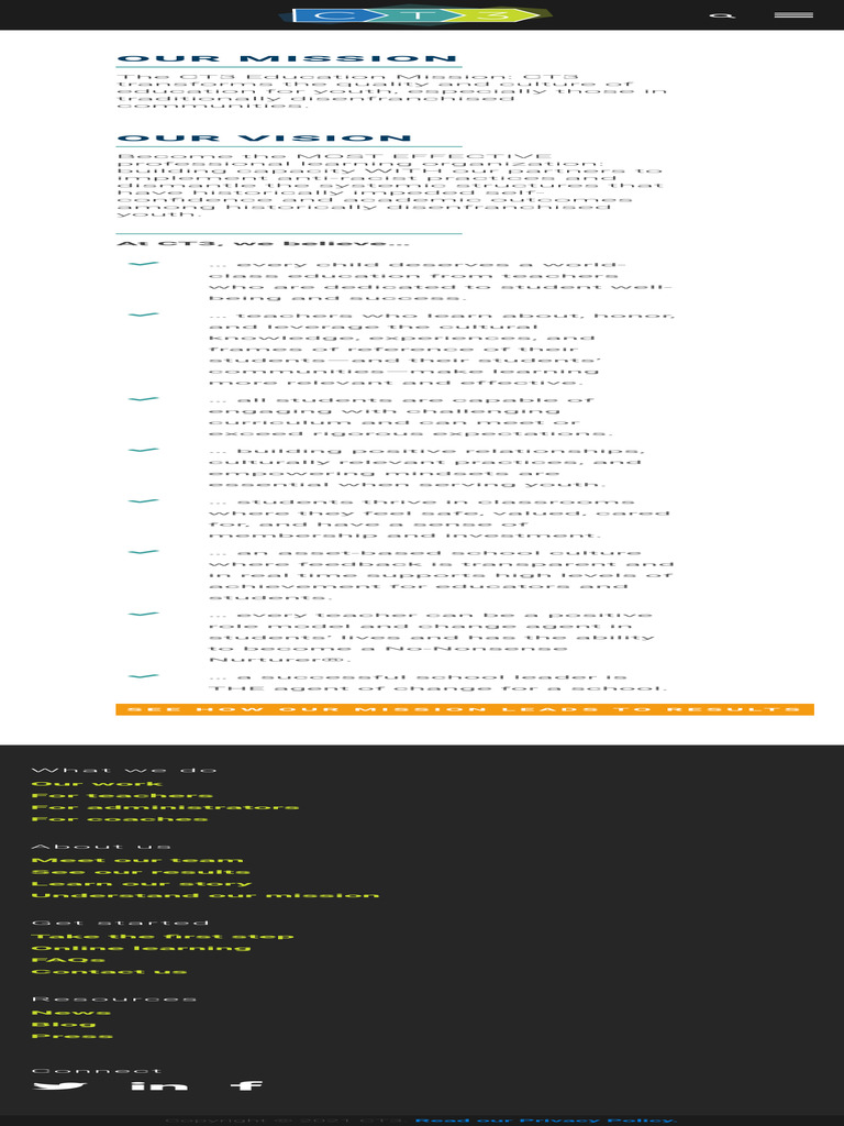 CT3 Education Mission - Improving Education & Classroom Culture | PDF | Teachers | Human ...