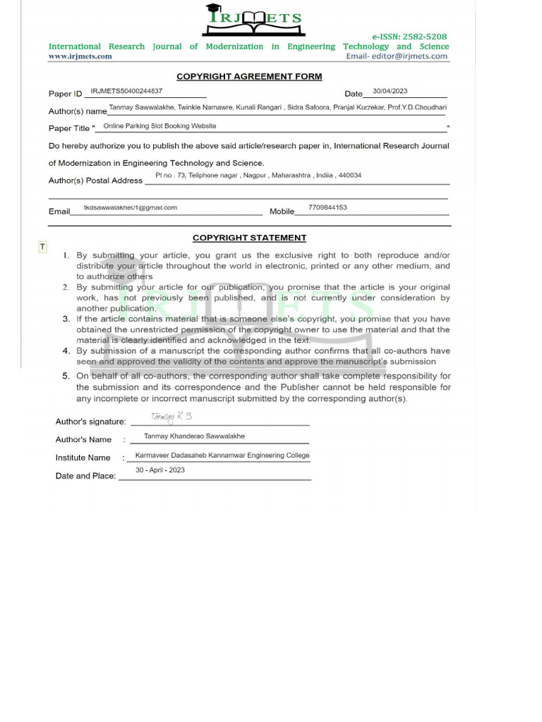 Copyright Form | PDF