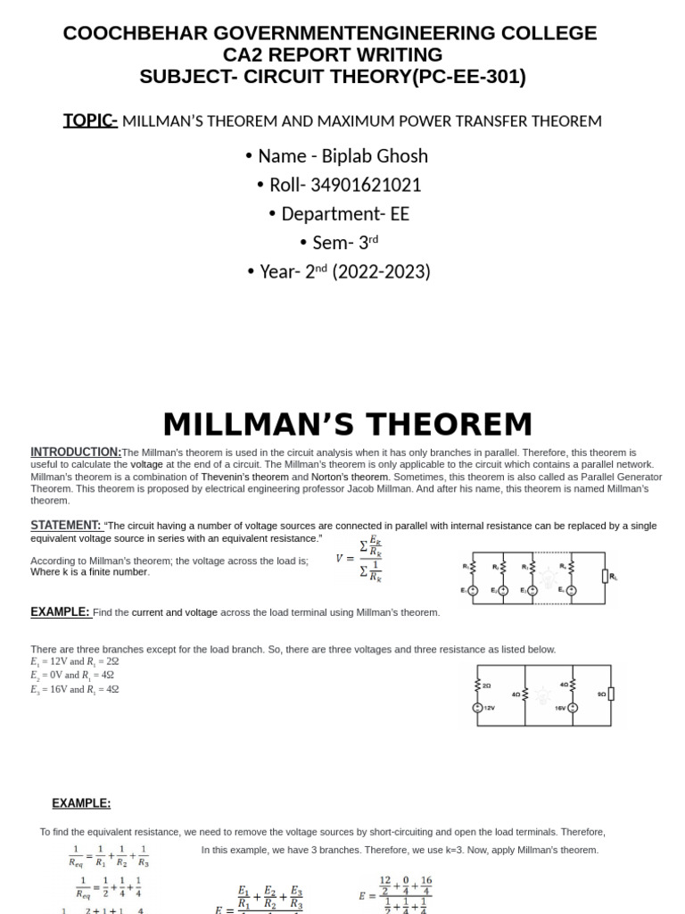 Circuit Theory Report Writing | PDF | Computer Engineering | Electrical Circuits