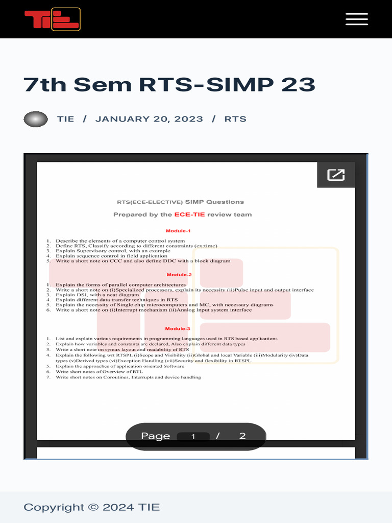 7th Sem RTS-SIMP 23 - TIE | PDF