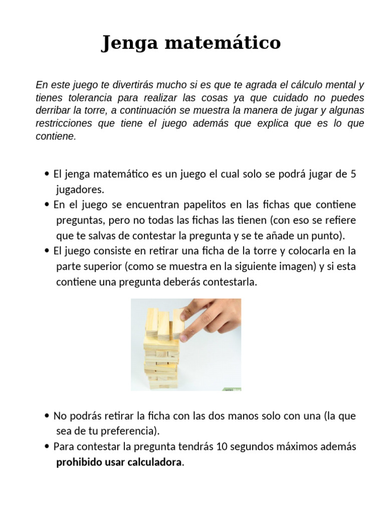 Jenga Matemático | PDF