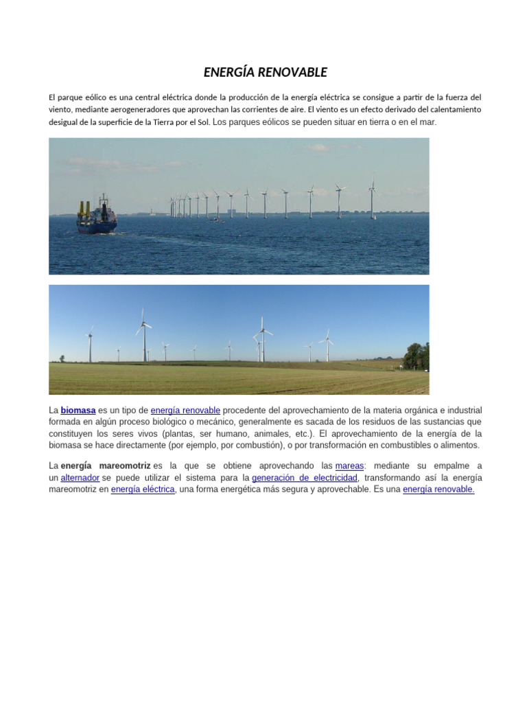 Tipos y Beneficios de Energía Renovable | PDF