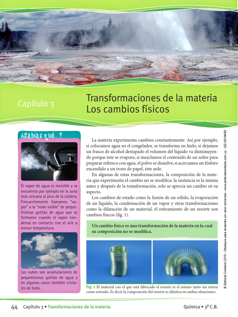 Cambios Físicos de la Materia | PDF | Gases | Líquidos