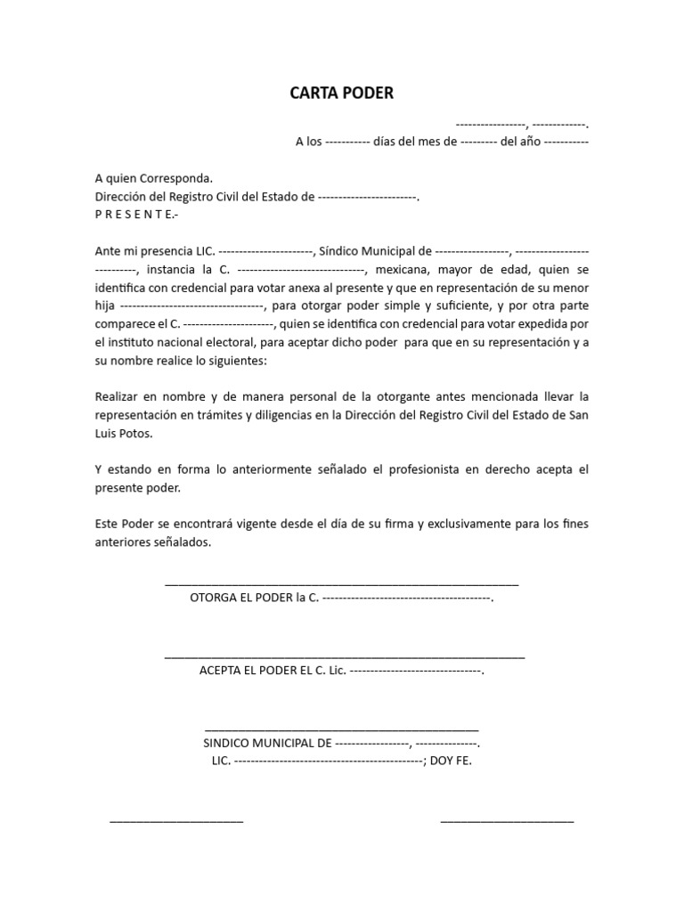 Carta Poder para Trámites Civiles | PDF