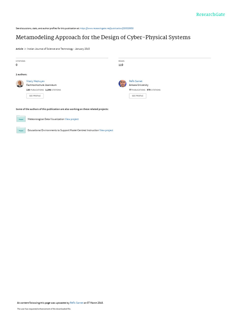 Metamodeling Approach For The Design of Cyber-Physical Systems | PDF | Geometry | Conceptual Model