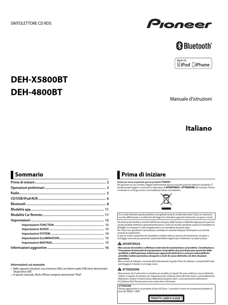 DEH-4800BT Manual IT | PDF
