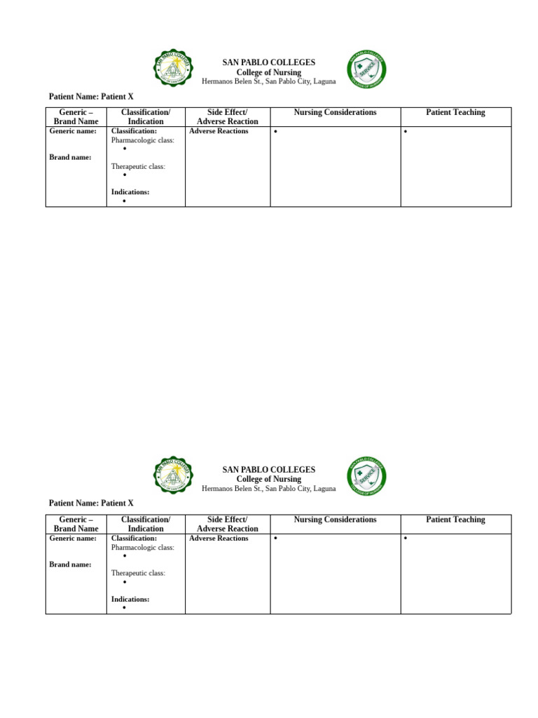 Drug Study Template | PDF
