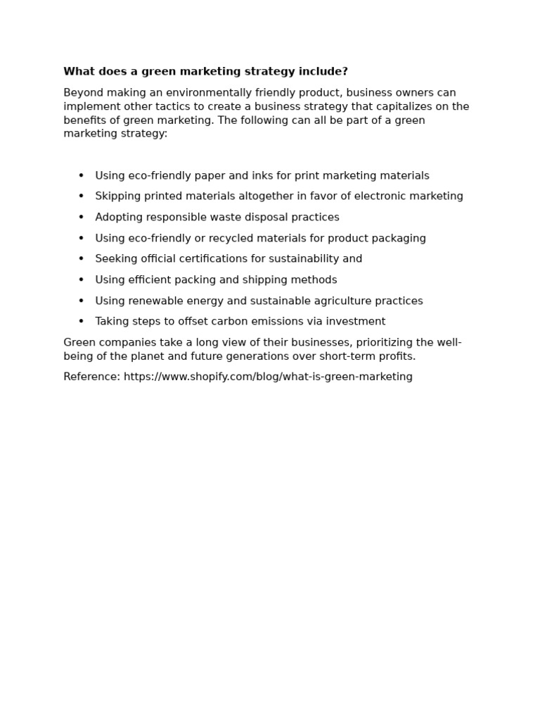 What Does A Green Marketing Strategy Include | PDF