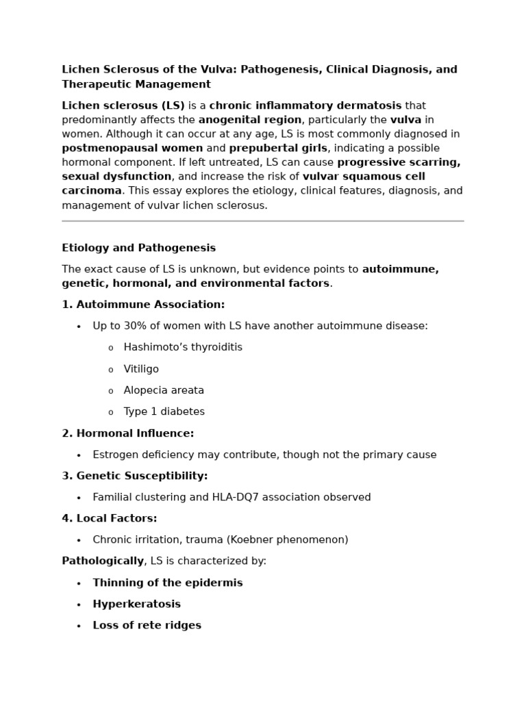 Lichen Sclerosus: Vulvar Insights and Care | PDF | Clinical Medicine ...