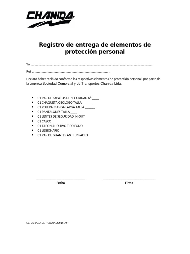 Registro entrega de EPPS | PDF