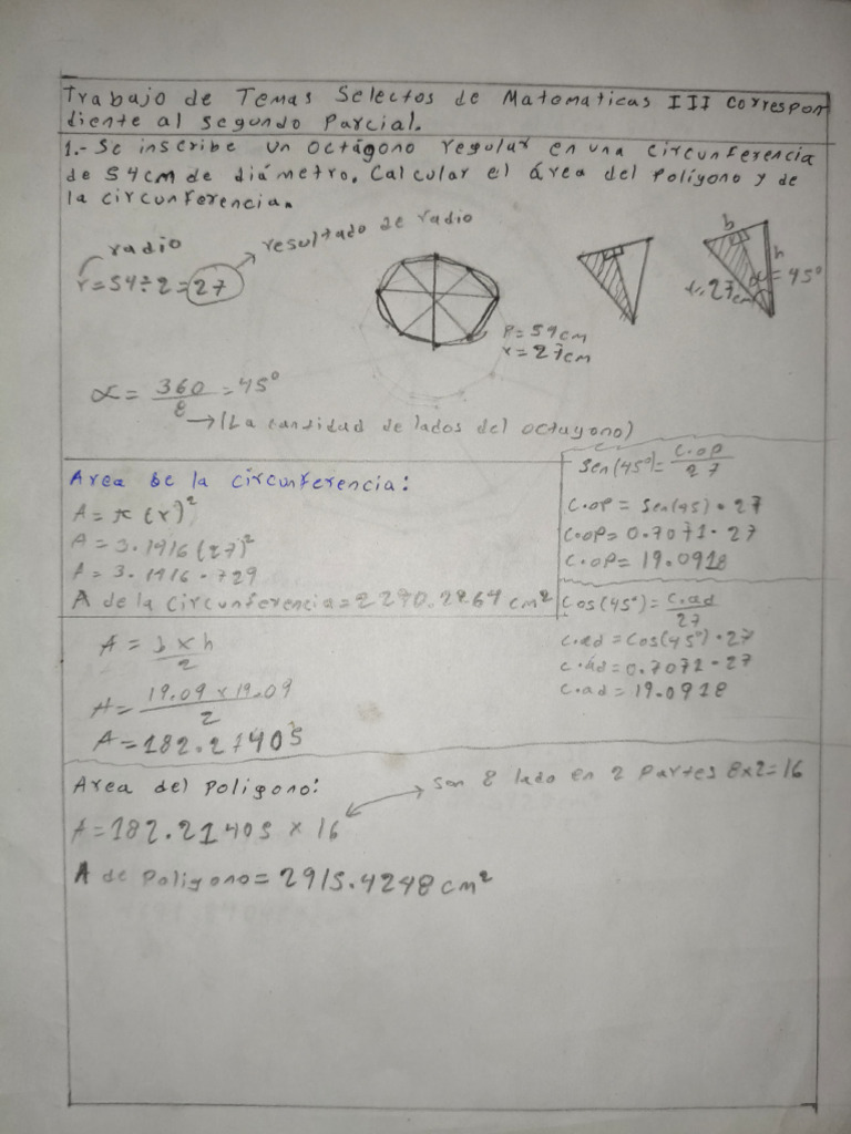 Cálculo de áreas y leyes trigonométricas | PDF