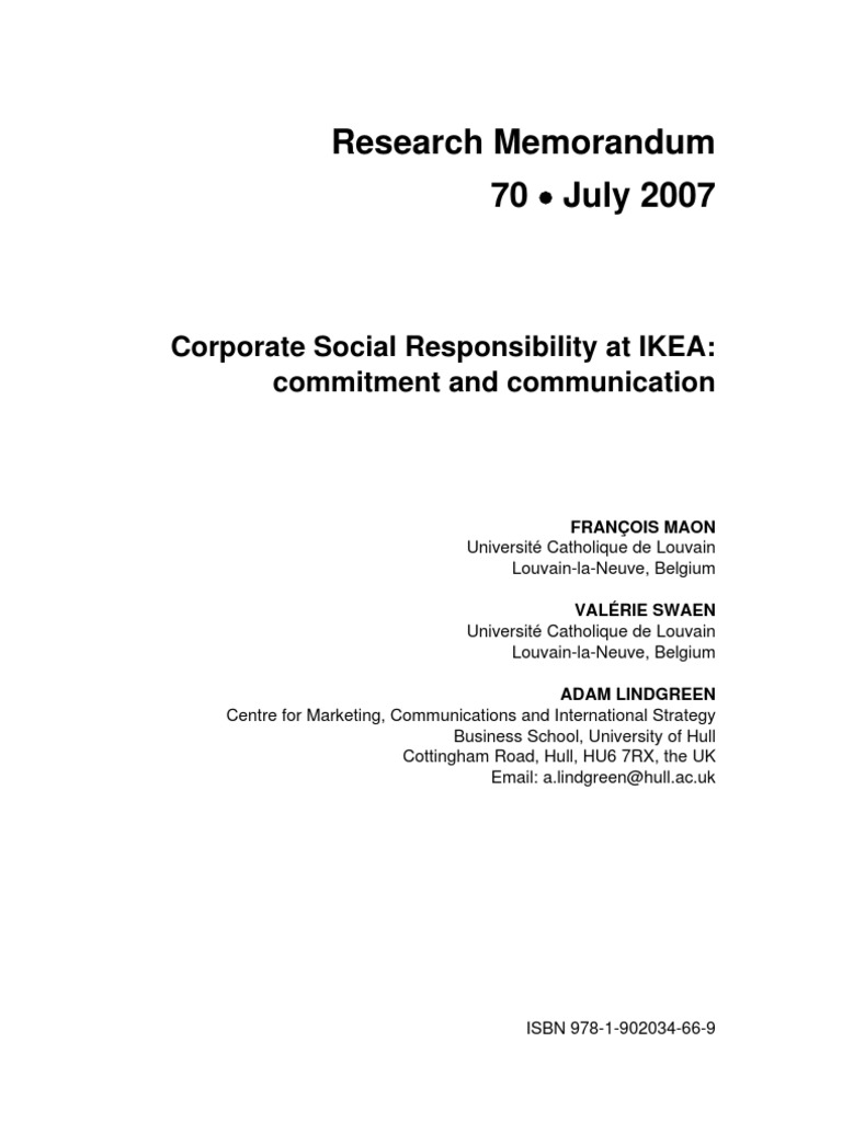 Corporate Social Responsibility at IKEA | PDF | Corporate Social ...