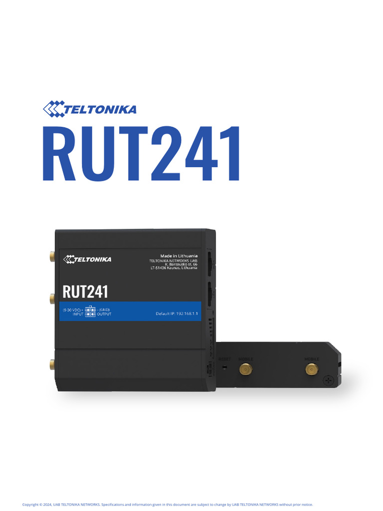 RUT241 Datasheet and Specifications | PDF | Computer Network | Computing