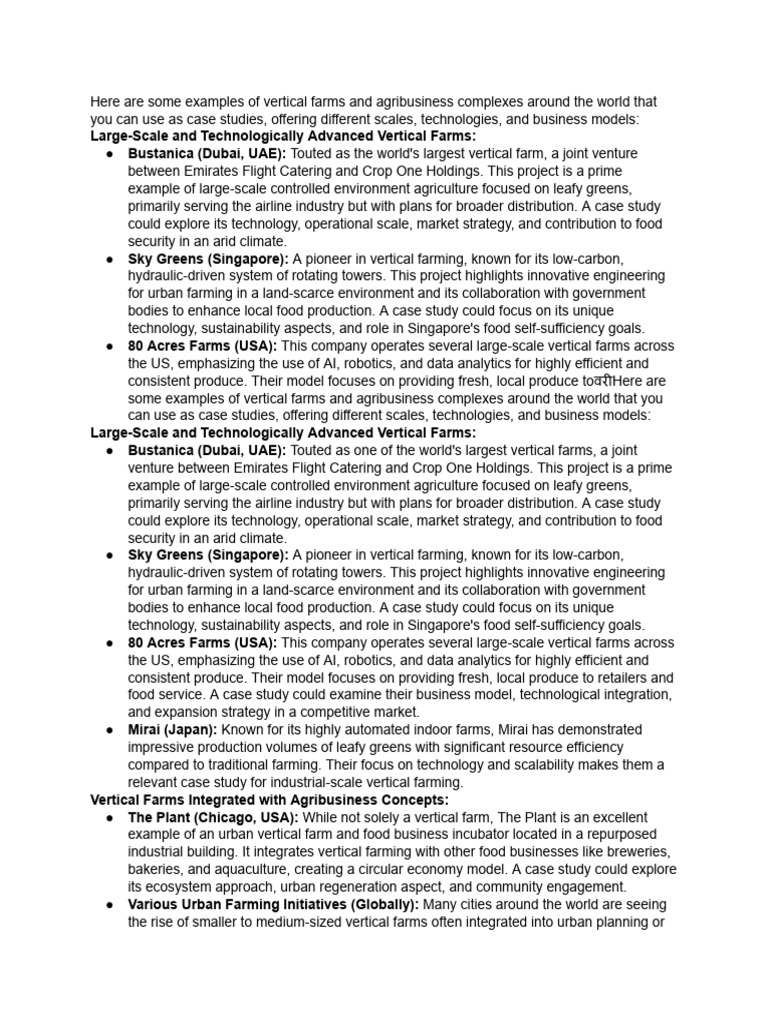 Global Vertical Farming Case Studies | PDF | Agriculture | Agribusiness
