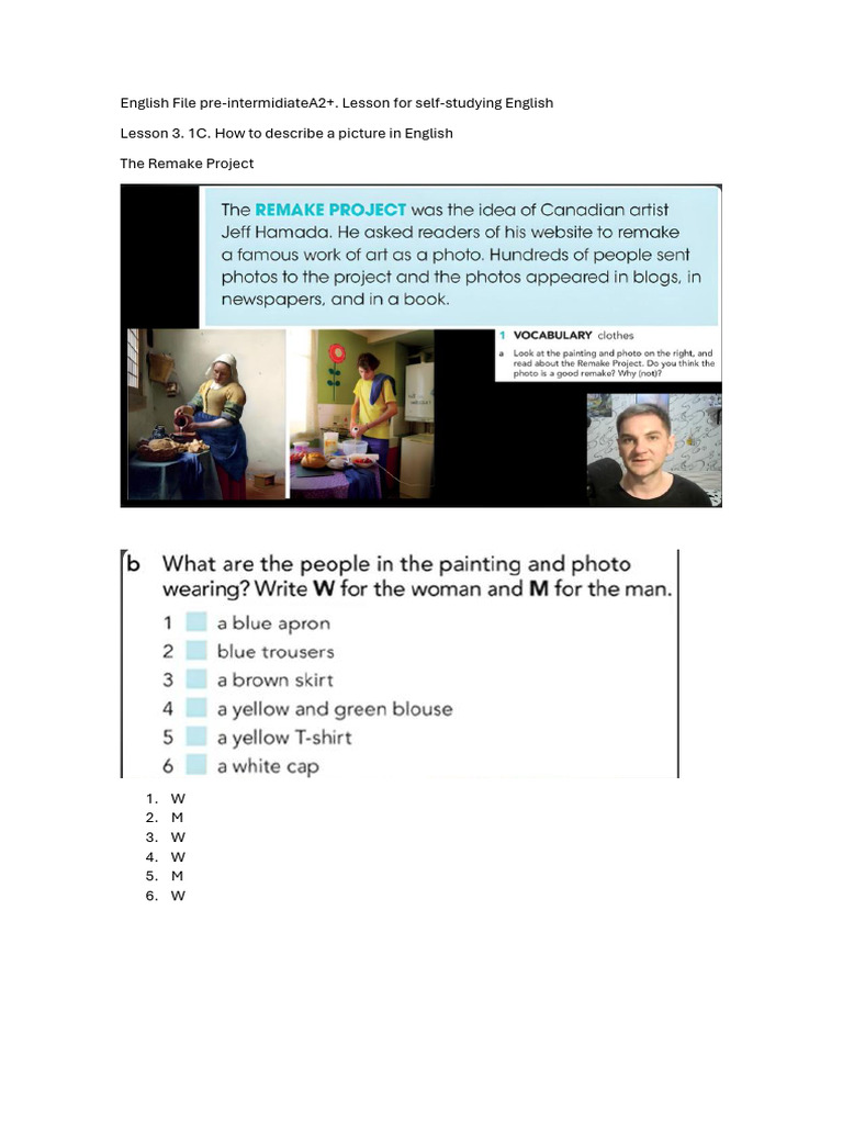 Lesson 3 1C How To Describe A Picture in English | PDF | Clothing | Fashion