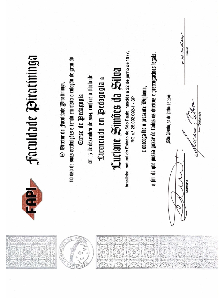 Diploma Pedagogia Frente | PDF